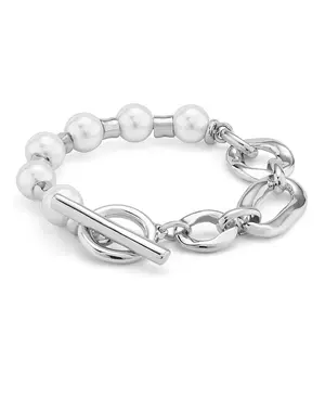 UNODE50 Link And Pearl Bracelet - Silver