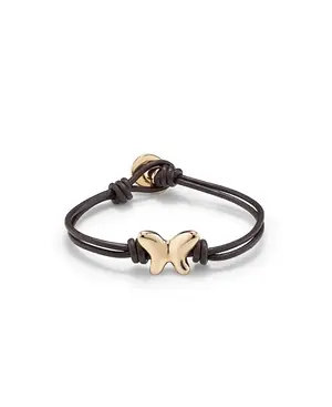 UNODE50 Double Strap Leather Bracelet - Gold