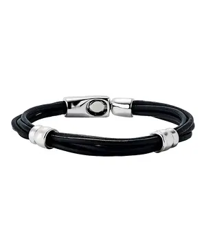 UNODE50 Sterling Plated Double Wrap Leather Bracelet - Silver