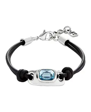 UNODE50 Sterling -plated Leather Bracelet With Crystal - Silver