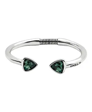 UNODE50 Green Crystal Cuff - Silver