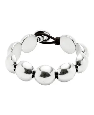 UNODE50 Sterling Plated Metal Alloy And Leather Bracelet - Silver