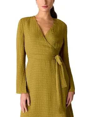 Whistles Alex Textured Wrap Midi Dress