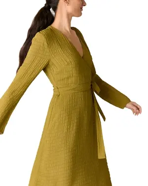 Whistles Alex Textured Wrap Midi Dress