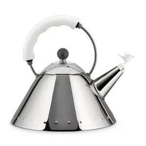 ALESSI Michael Graves White Handle Tea Kettle - Silver