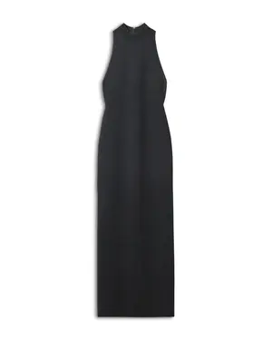 St. John Evening Cutout Knit Mock Neck Gown