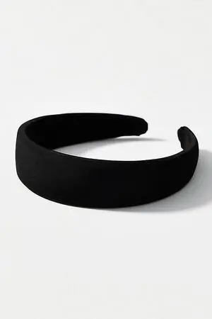 Anthropologie Puff Ribbed Satin Headband - Black