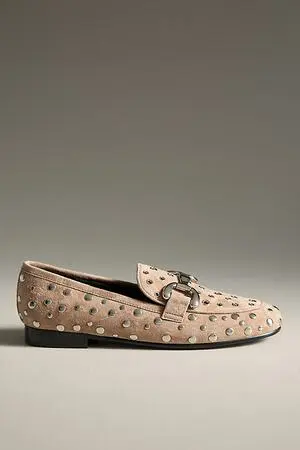 BIBI LOU Zagreb Suede Studded Loafers - Taupe