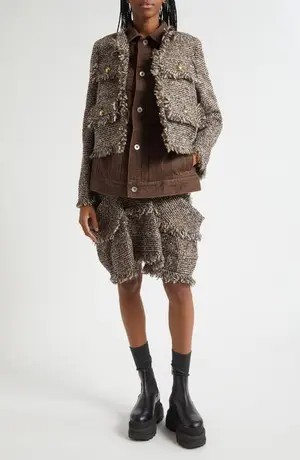 Sacai Wool-blend Tweed Skirt
