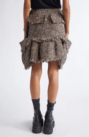 Sacai Wool-blend Tweed Skirt