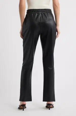 Hue Faux Leather Wide-leg Drawstring Pants