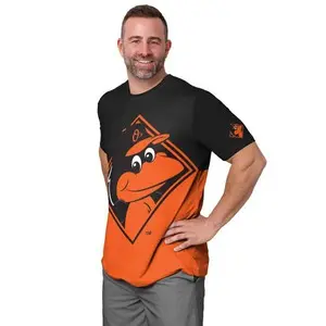FOCO Orange Baltimore Orioles Big Logo Mascot T-shirt - Black