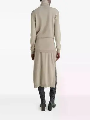 LEMAIRE Tie-waist Turtleneck Dress - Neutrals