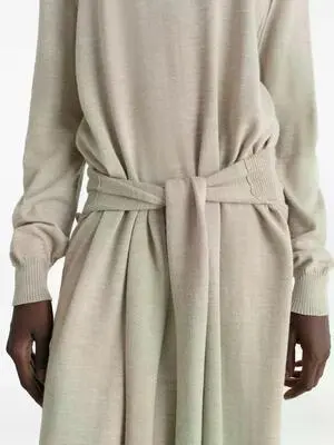LEMAIRE Tie-waist Turtleneck Dress - Neutrals