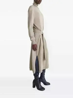 LEMAIRE Tie-waist Turtleneck Dress - Neutrals