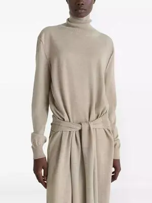 LEMAIRE Tie-waist Turtleneck Dress - Neutrals