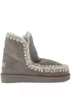 Mou Whipstitch-trims Suede Ankle Boots