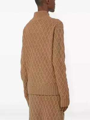 Max Mara High-neck Diamond-pattern Sweater - Brown