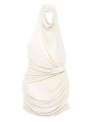 Andamane Stella Halter-neck Ruched Dress - Neutrals
