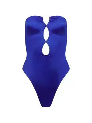 MAISON CLOSE Halterneck Thong Swimsuit - Blue