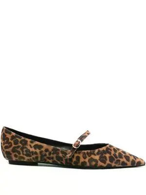 STUART WEITZMAN Leopard Print Buckle Flats