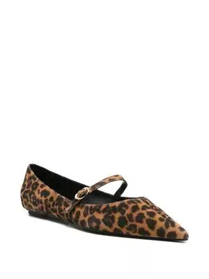 STUART WEITZMAN Leopard Print Buckle Flats