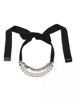 Plan C Ribbon-bow Chain Necklace - Silver