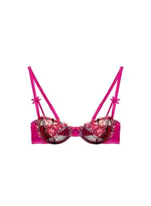 Fleur Du Mal Butterfly Embroidery Balconette Bra - Cerise