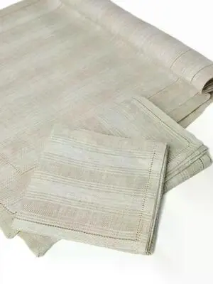 Brunello Cucinelli Striped-pattern Table Runner And Napkin