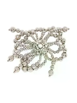 N°21 Beaded Crystal Brooch - Silver