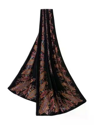 Etro Fringed Paisley-print Scarf - Black