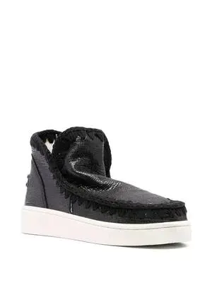 Mou Grained-leather Whipstitch Sneakers
