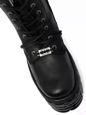 NEW ROCK 120mm Leather Lace-up Platform Boots