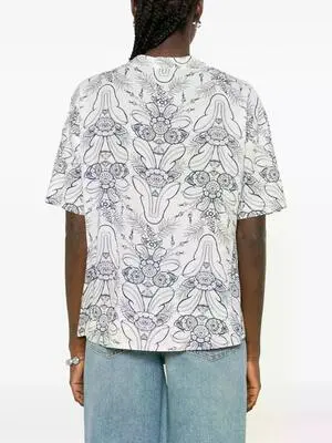 Marc O'polo Floral Print V-neck Short Sleeve Top - White