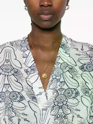 Marc O'polo Floral Print V-neck Short Sleeve Top - White