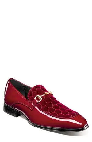 STACY ADAMS Sprague Quilted Velour Loafers - Burgundy