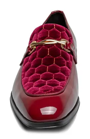 STACY ADAMS Sprague Quilted Velour Loafers - Burgundy
