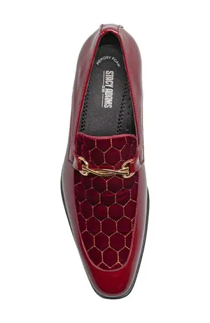 STACY ADAMS Sprague Quilted Velour Loafers - Burgundy