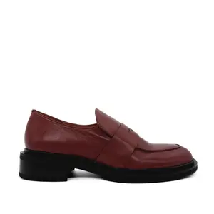 AMIE RAFA Drew Chunky Leather Loafer - Burgundy