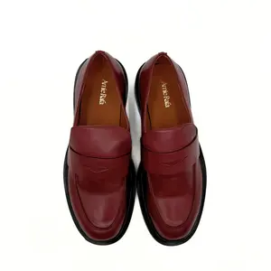 AMIE RAFA Drew Chunky Leather Loafer - Burgundy