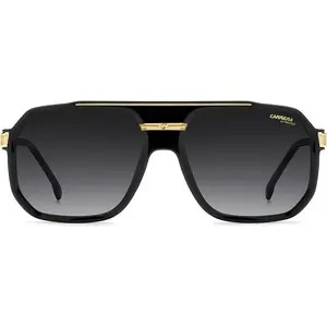 Carrera Eyewear 60mm Rectangular Flat Top Sunglasses - Black Gold/dark Grey Sf
