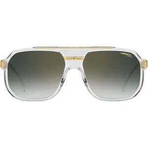 Carrera Eyewear 60mm Rectangular Flat Top Sunglasses - Crystal Gold/grn Sf Gdsp Ar