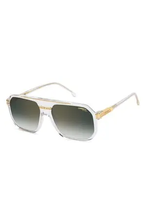Carrera Eyewear 60mm Rectangular Flat Top Sunglasses - Crystal Gold/grn Sf Gdsp Ar