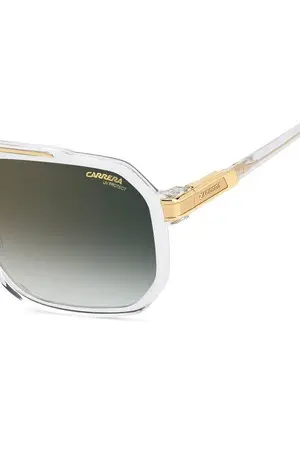 Carrera Eyewear 60mm Rectangular Flat Top Sunglasses - Crystal Gold/grn Sf Gdsp Ar