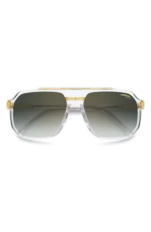 Carrera Eyewear 60mm Rectangular Flat Top Sunglasses - Crystal Gold/grn Sf Gdsp Ar