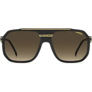 Carrera Eyewear 60mm Rectangular Flat Top Sunglasses Matte Black Gold/bk Brw Green