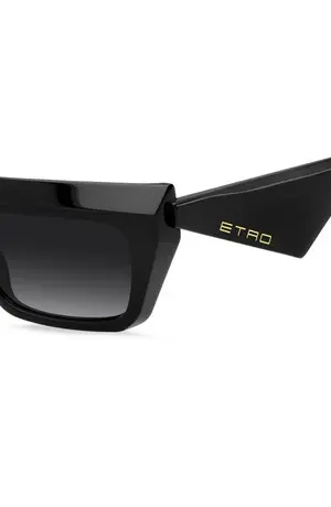 Etro 55mm Rectangular Sunglasses - Black/dark Grey Sf