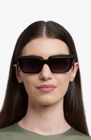 Etro 55mm Rectangular Sunglasses - Black/dark Grey Sf
