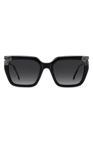 Carolina Herrera 55mm Rectangular Sunglasses - Black/dark Grey Sf