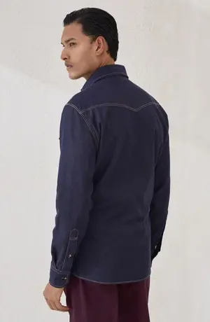 Brunello Cucinelli Shirt With Snaps - Dark Denim